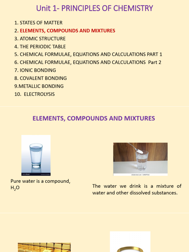 Unit 1 Part 2 Element, Compound - and Mixture - 1 | PDF | Chemical ...
