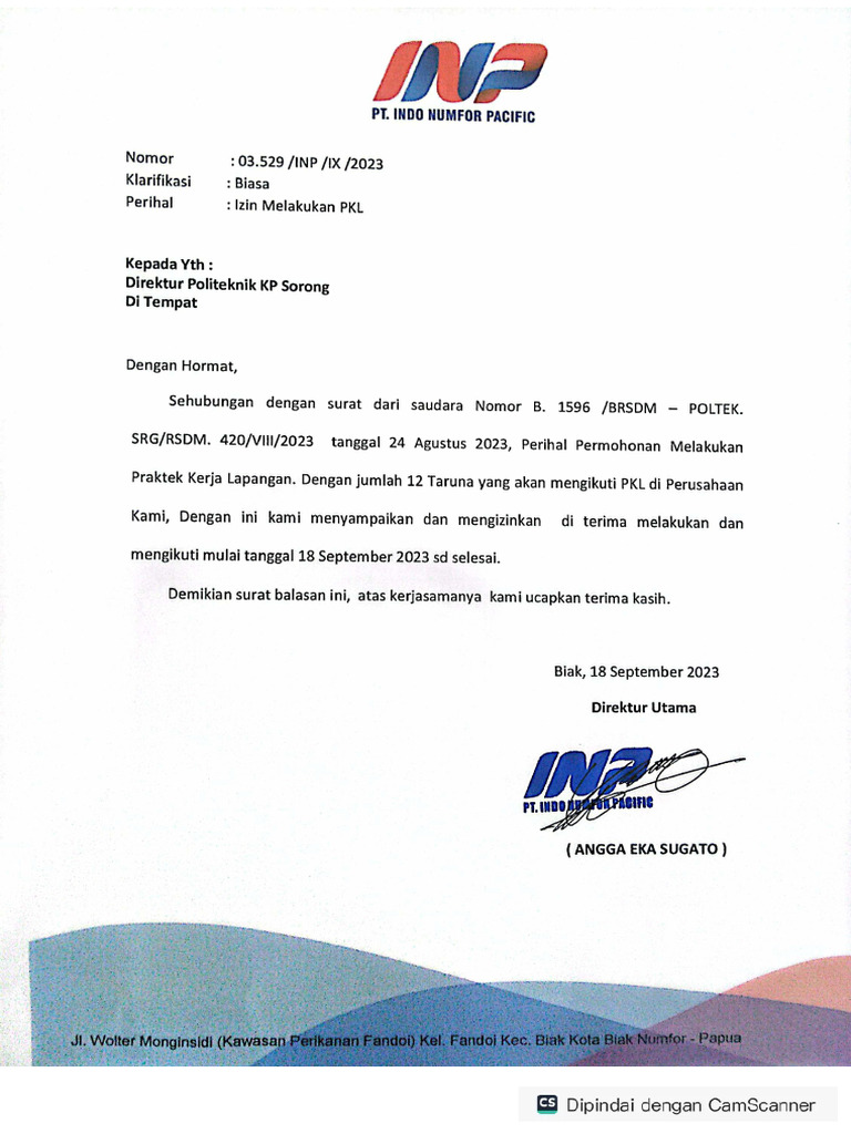 Surat Balasan INP | PDF
