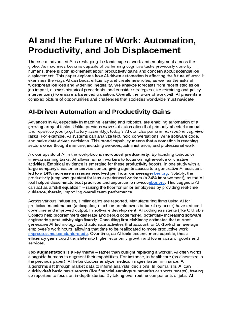 AI's Impact on Work: Jobs and Automation | PDF | Artificial ...