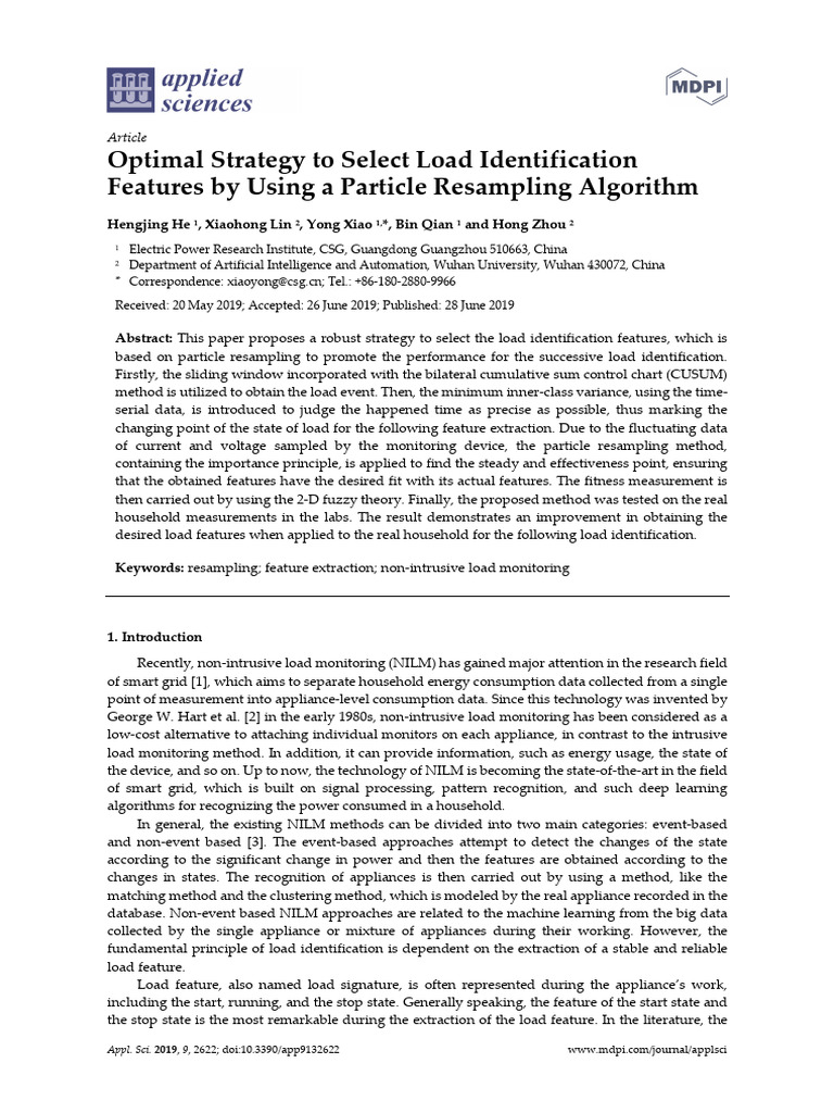 Optimal Strategy To Select Load Identification Fea | PDF | Resampling ...