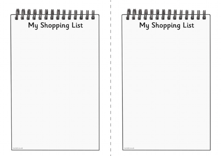 T L 882 My Shopping List Writing Frames | PDF