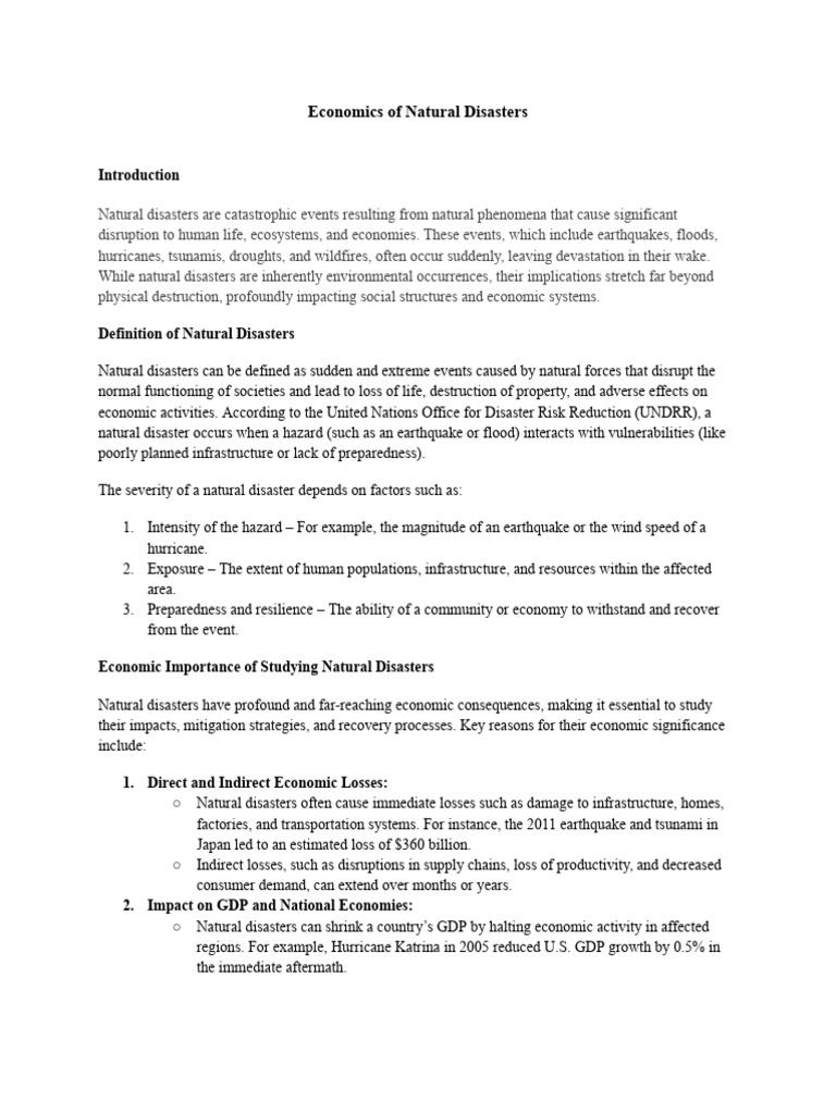 Economics of Natural Disasters | PDF | Natural Disasters | Volcano