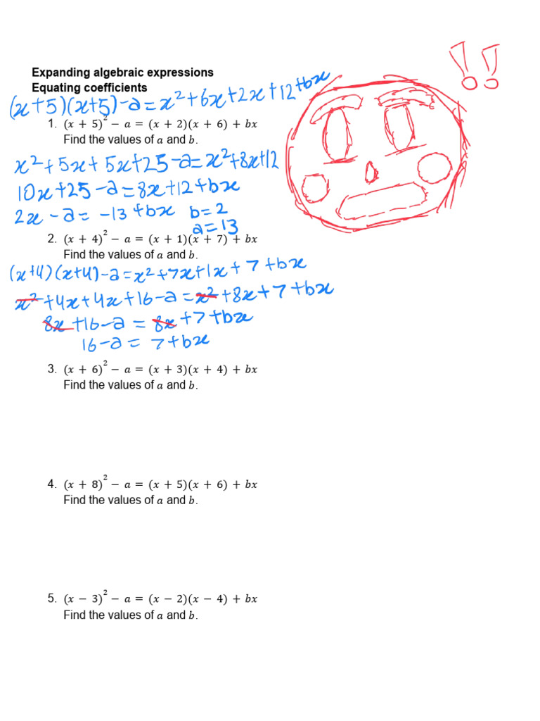 Expanding Algebraic Expressions Worksheet | PDF