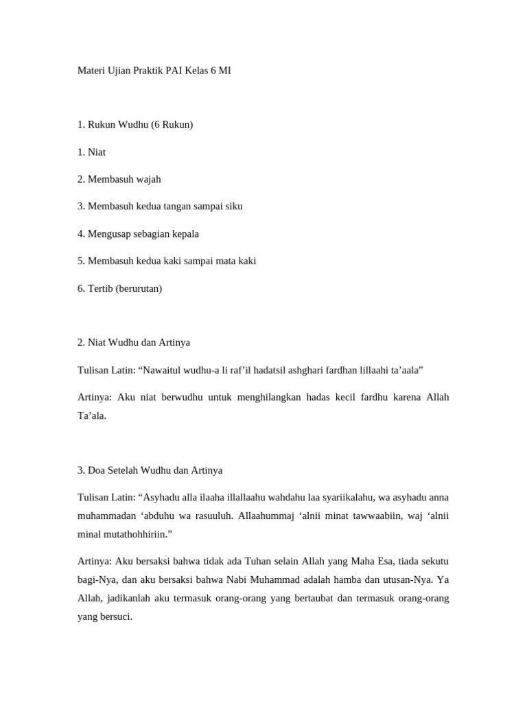 Materi_Ujian_Praktek_PAI_Kelas_6 | PDF
