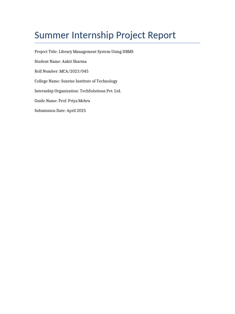 Library Management System Project Report | PDF | My Sql | Python ...