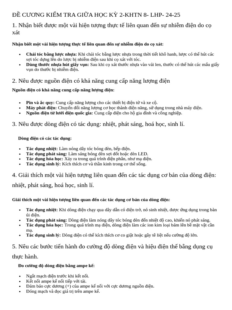 ĐỀ CƯƠNG GIỮA HK2 -KHTN 8-LHP | PDF