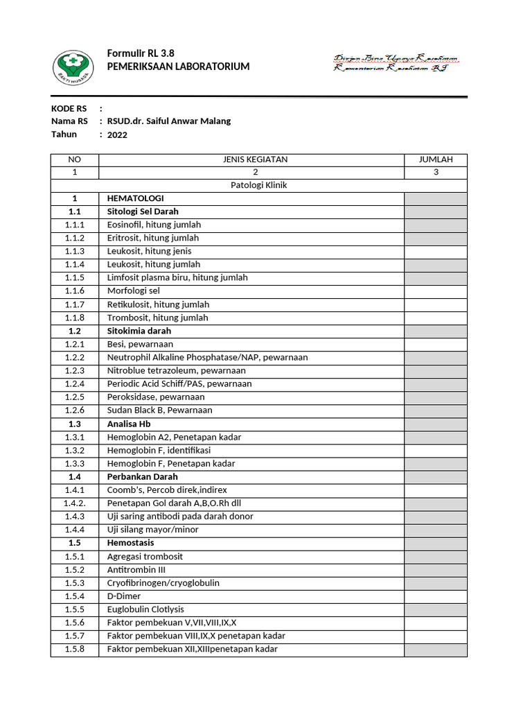 Form Rl3-8 Kemenkes | PDF