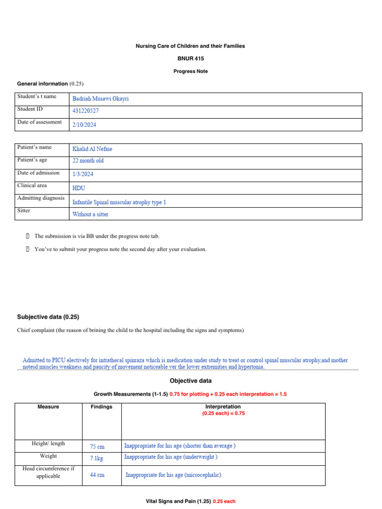 Progress Note Template AY 2024-25(1) 2 | PDF | Neurological Disorders ...