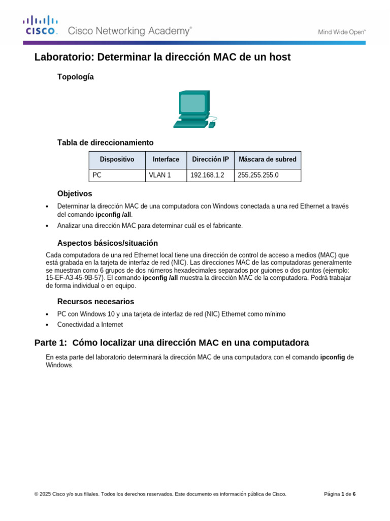 3.2.2.4 Lab - Determine The MAC Address of A Host | PDF | Controlador de interfaz de red ...