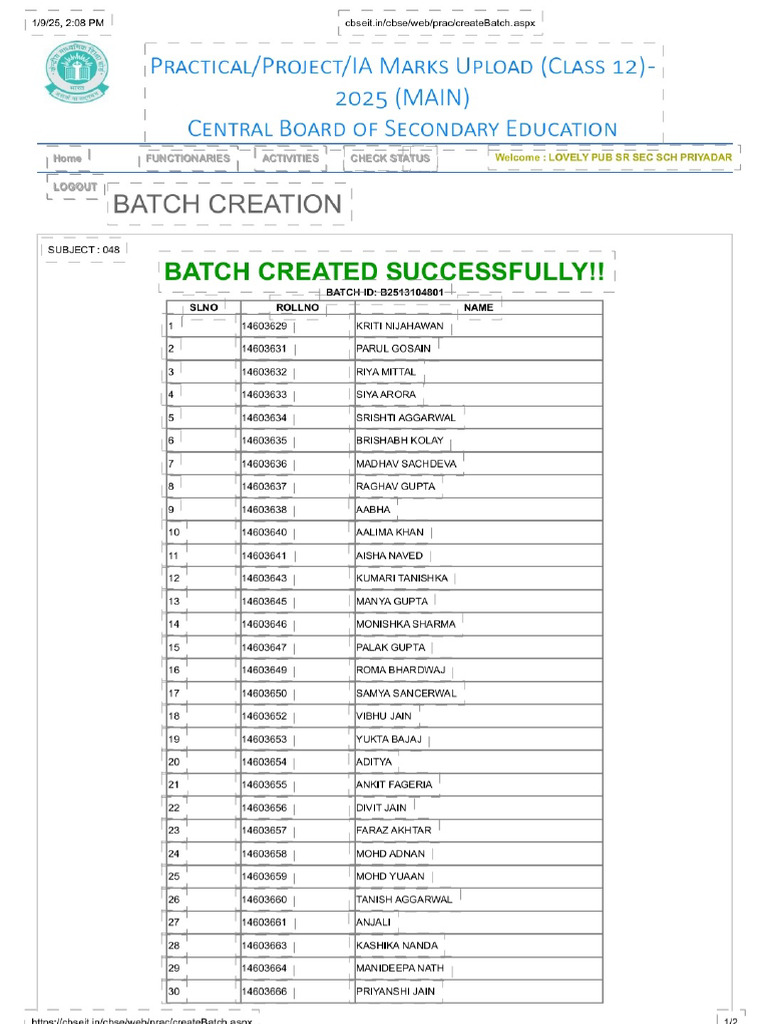 PHYSICAL EDUCATION PRACTICAL 2024-25 Batch 1 & 2 | PDF