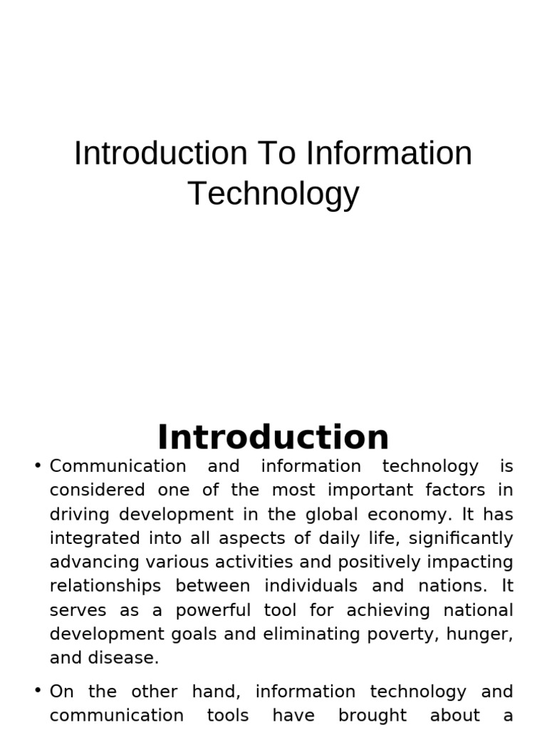 Introdution Ti Information Technology | PDF | Information Age | Information