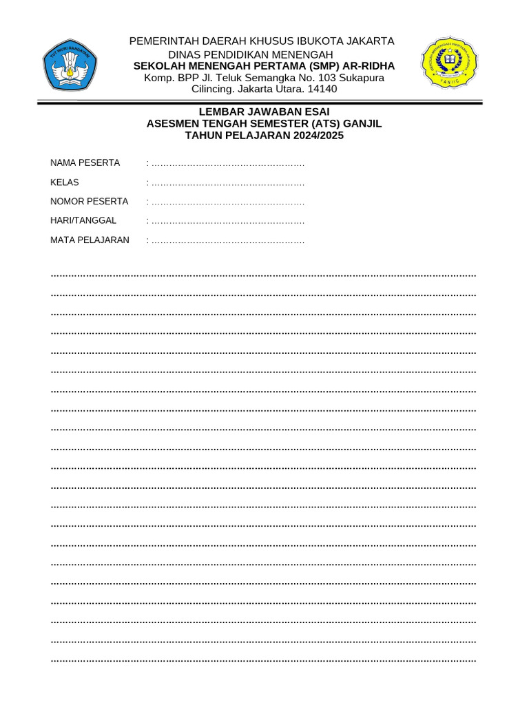 Lembar Jawaban Esai | PDF