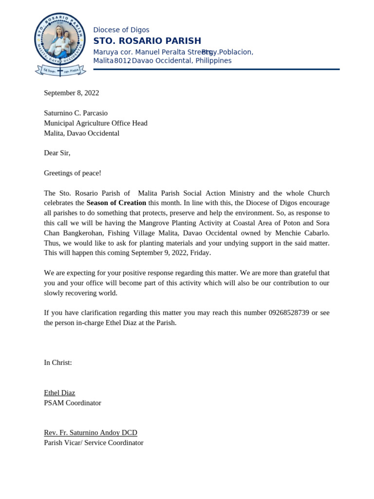 Letter For Mangrove Planting | PDF