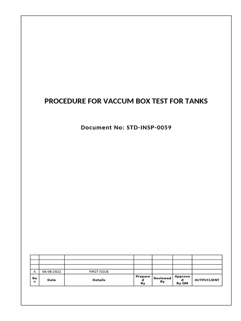Std-Insp-0059 (Procedure For Vaccum Box Test For Tanks) | PDF | Nature ...