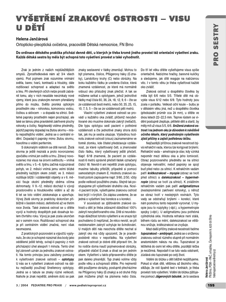 c04 Vysetreni Visu U Deti | PDF
