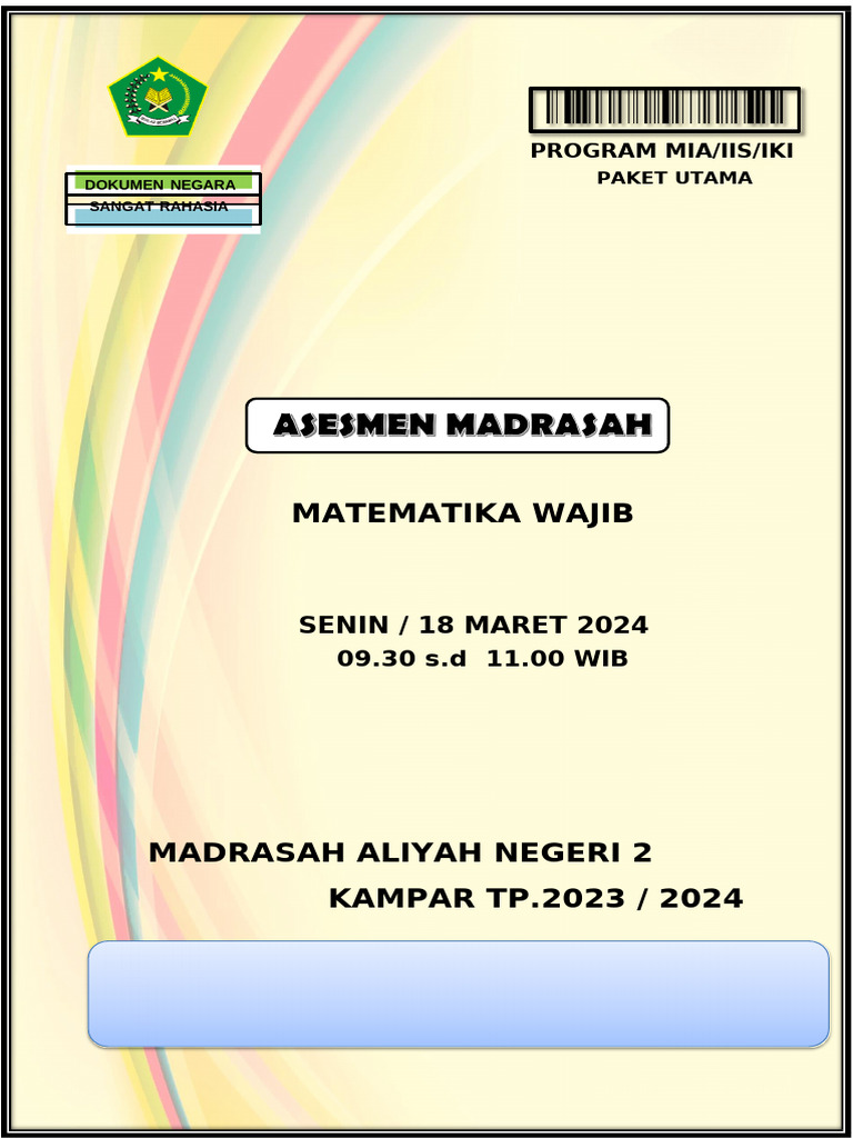 Naskah Soal AM MTK Wajib 2024 | PDF