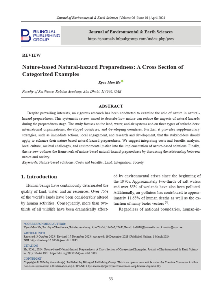 Nature-Based Natural-Hazard Preparedness | PDF | Natural Disasters ...