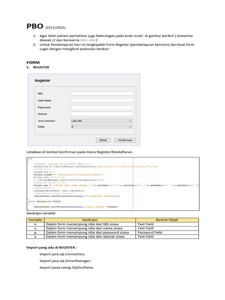 Pbo Crud Login Dan Register 21 Jan 22 | PDF