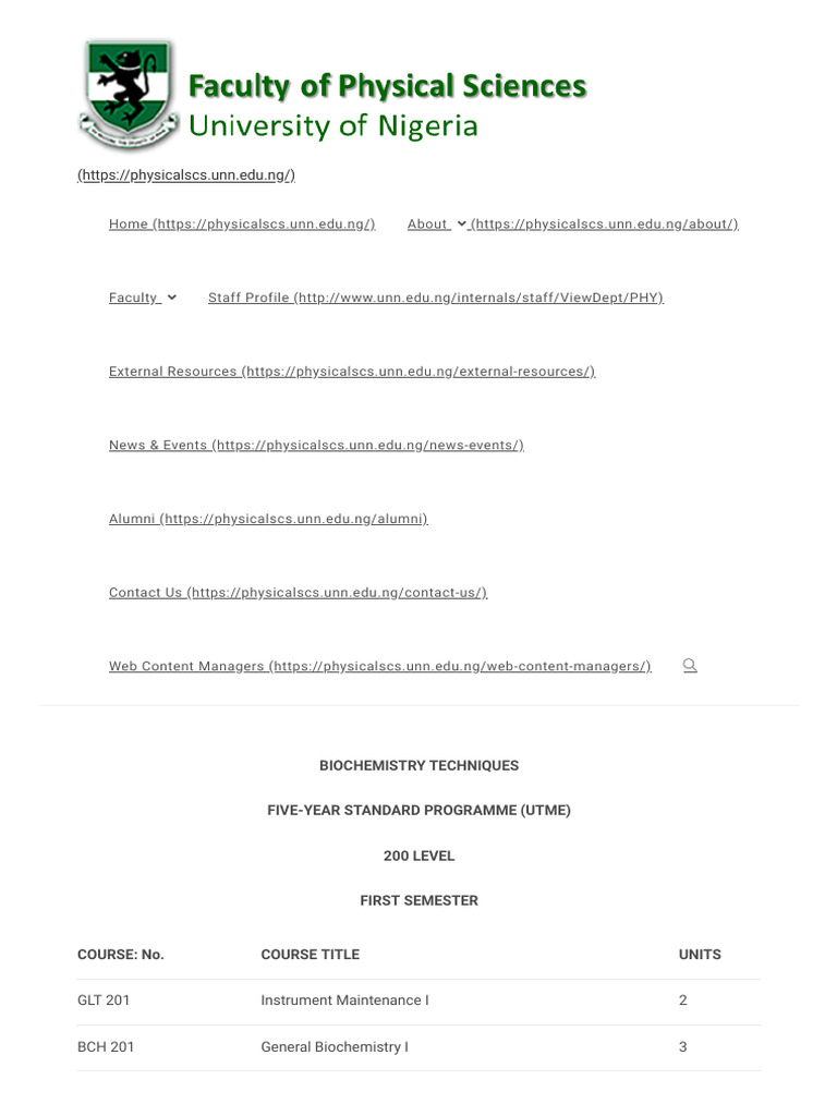 Course Outline - Science Laboratory Technology - Faculty of Physical ...