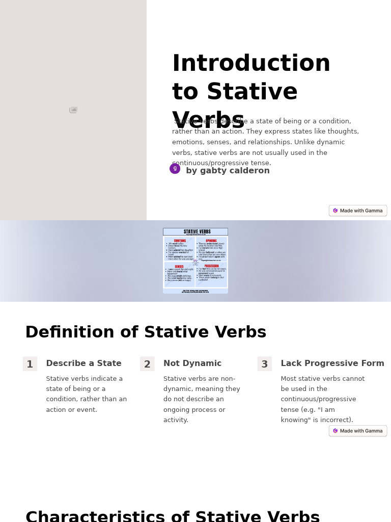 Introduction To Stative Verbs | PDF