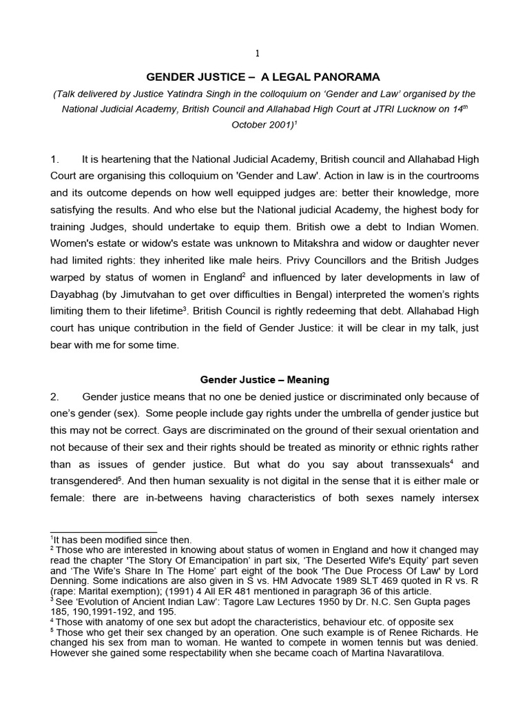 Gender Justice: Legal Insights and Challenges | PDF | Rape | Justice