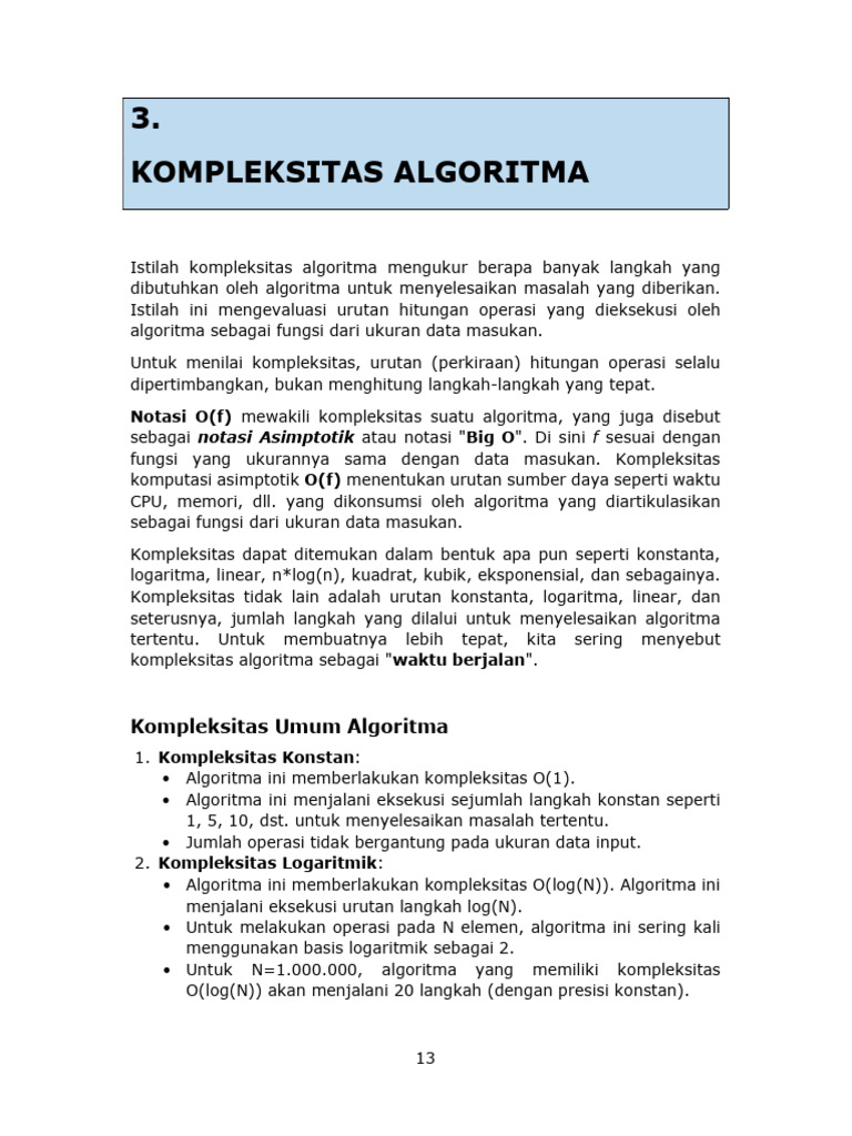 Materi ke-3 Kompleksitas Algoritma | PDF