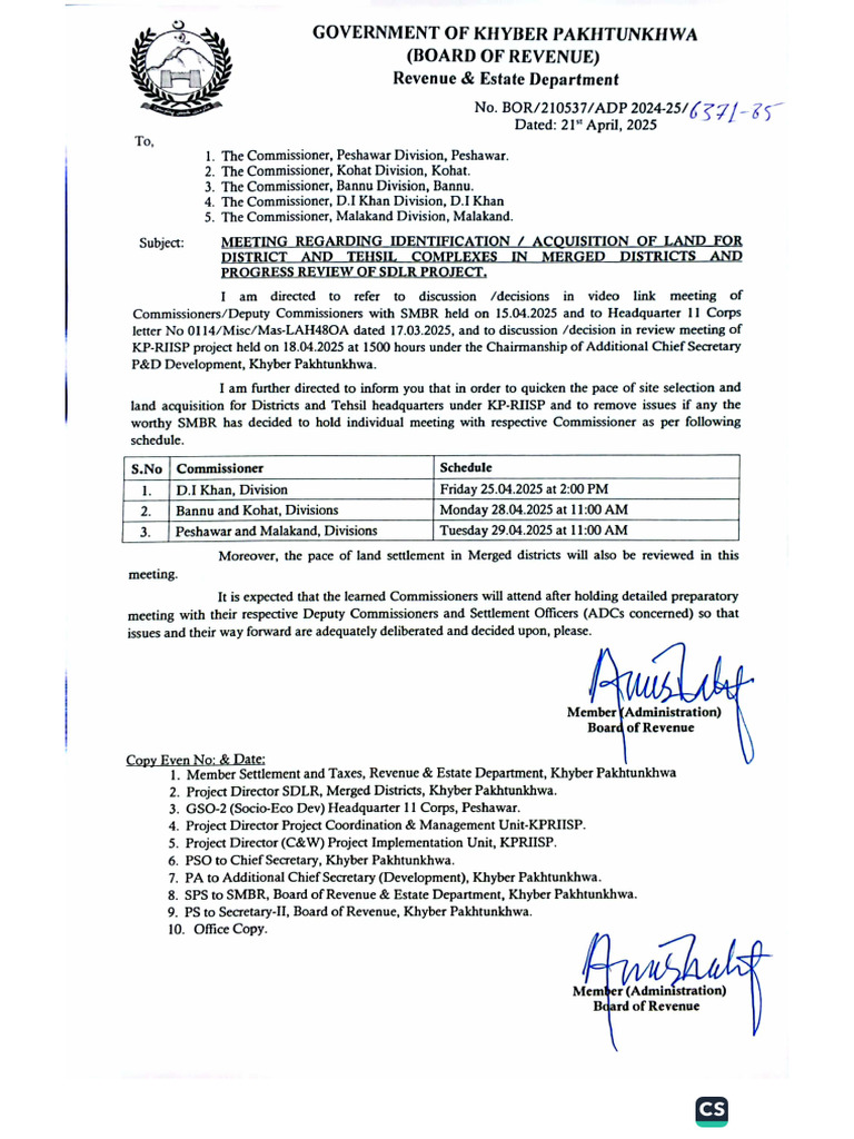 Meeting Regarding IdentificationAcquisition of Land For District and ...