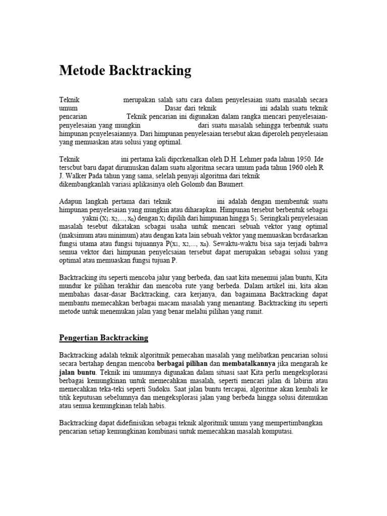 Metode Backtracking | PDF