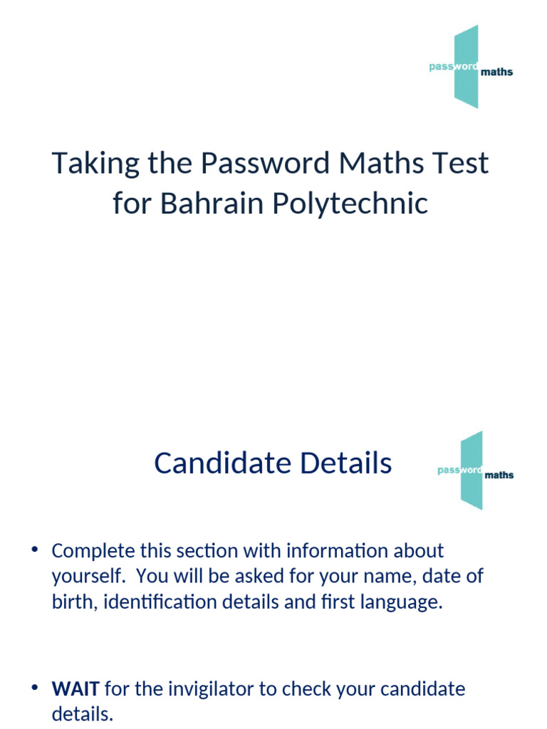 Taking Password Maths Test | PDF