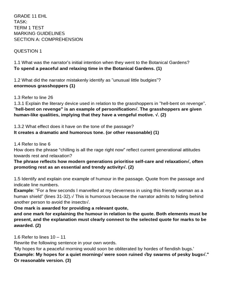 Grade 11 EHL Term 1 Test Guidelines | PDF | Bracket