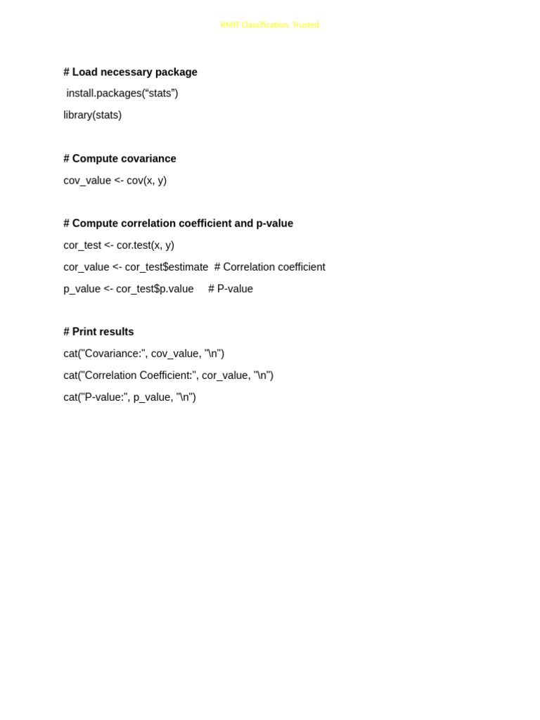 Covariance, Correlation and P-Value | PDF