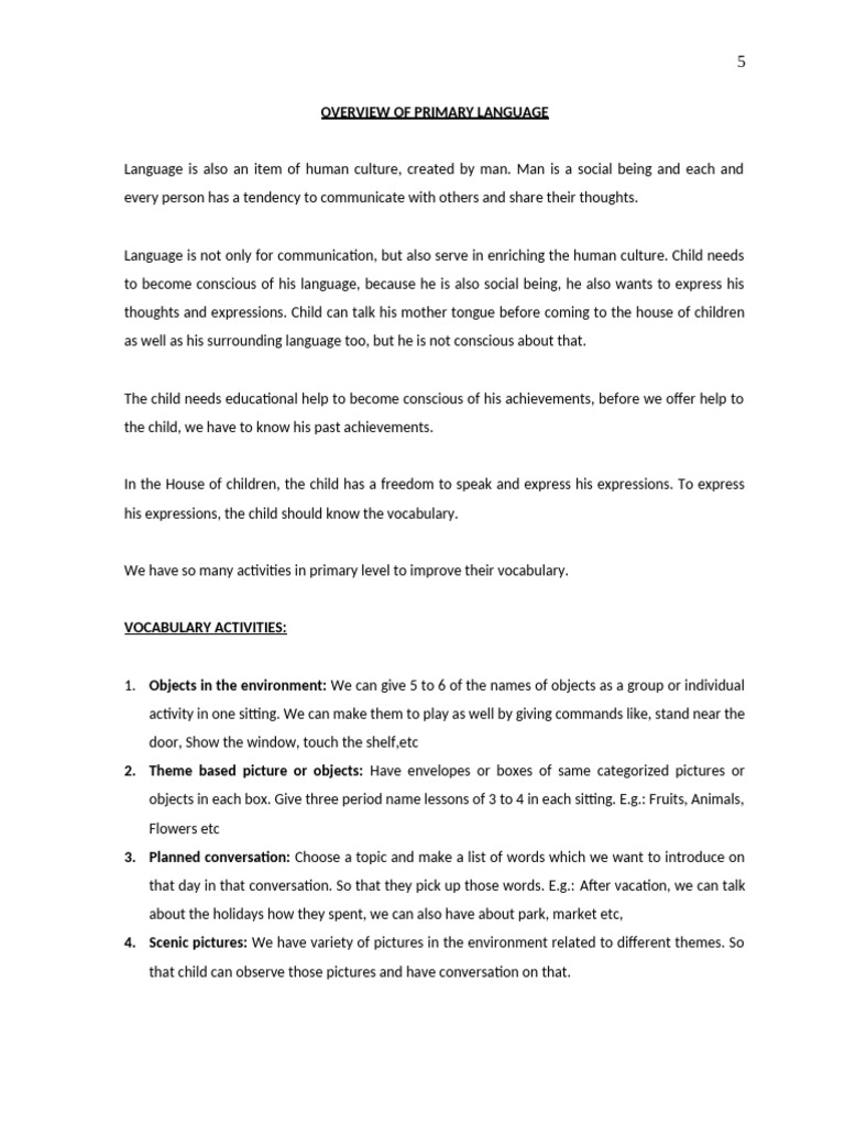 2 Overview of Primary Language | PDF | Verb | Subject (Grammar)