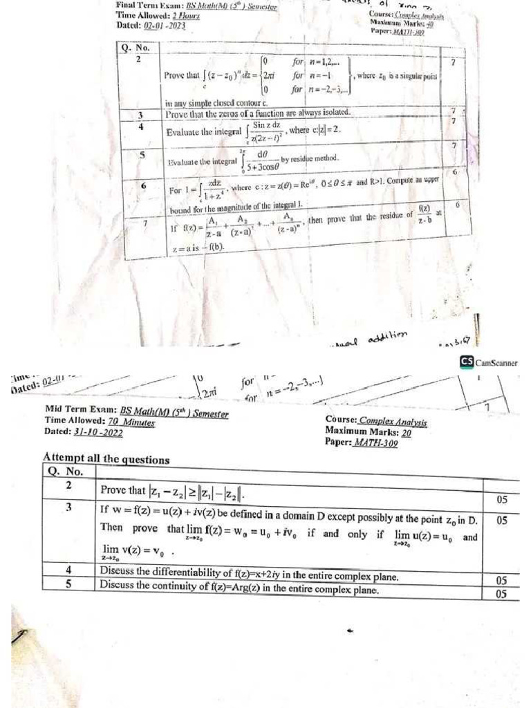 Past Papers of Bs Math 6th Semester PDF | PDF
