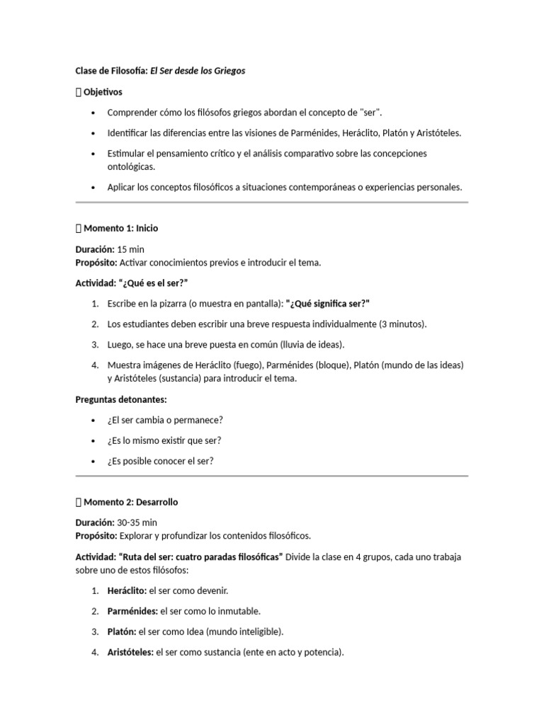 Filosofía del Ser: Griegos y Ontología | PDF | Platón | Teoría de ...