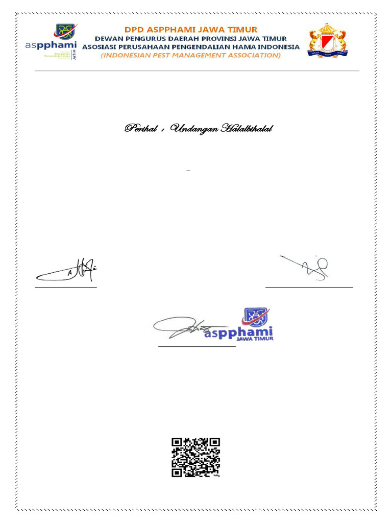 022 - Undangan Halal Bihalal DPD ASPPHAMI JATIM Anggota | PDF