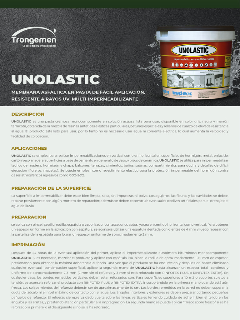 Ficha Unolastic | PDF | Hormigón | Sector secundario de la economía