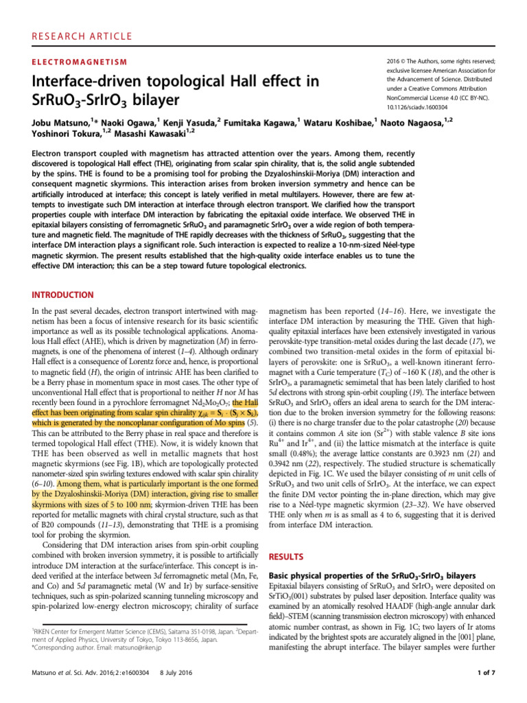 Interface-Driven Topological Hall Effect inSrRuO 3-SrIrO 3 Bilayer ...