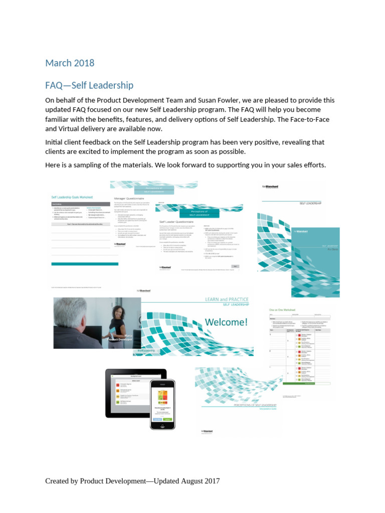 Self Leadership FAQ Updated March 2018 | PDF | Leadership | Goal Setting