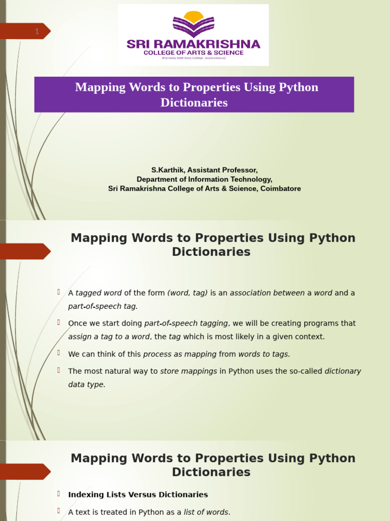 Mapping Words to Properties Using Python Dictionaries | PDF | Parameter (Computer Programming ...