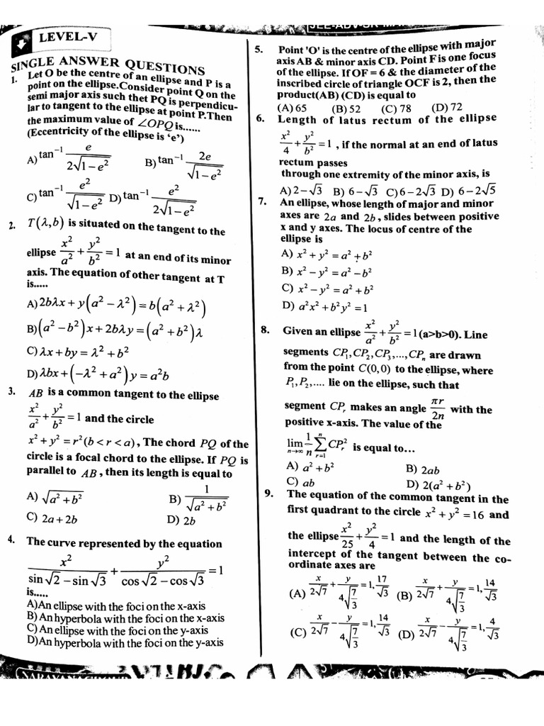 Ellipse Worksheet | PDF
