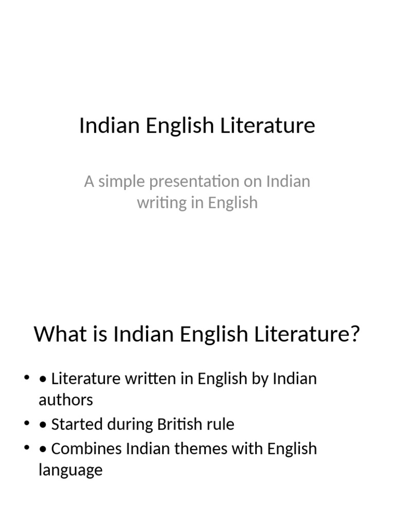 Indian English Literature PPT | PDF