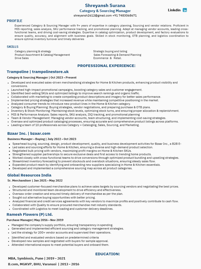 Shreyansh-Surana-Resume - PDF 20250402 183307 0000 | PDF | Procurement ...