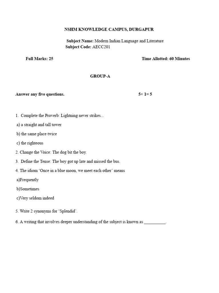 CA 3 - Aecc201 Question Paper | PDF