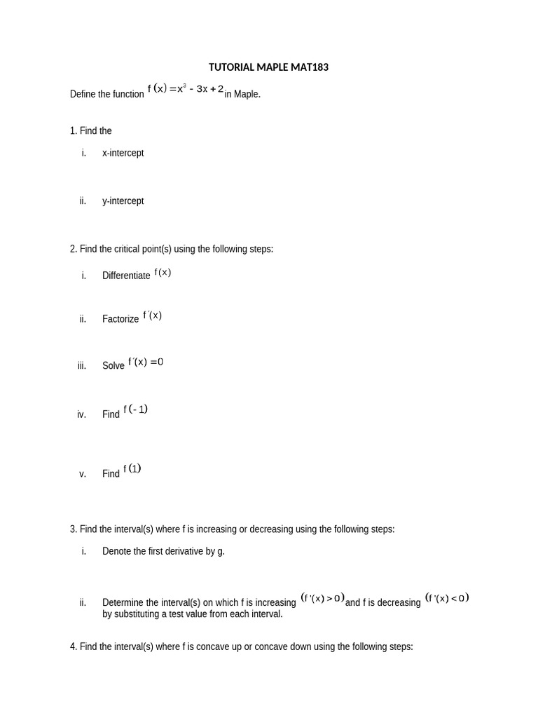 TUTORIAL MAPLE FOR STUDENTS | PDF