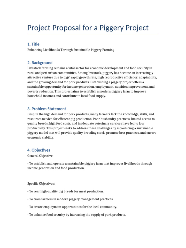 Piggery Project Proposal | PDF | Food Security | Agriculture