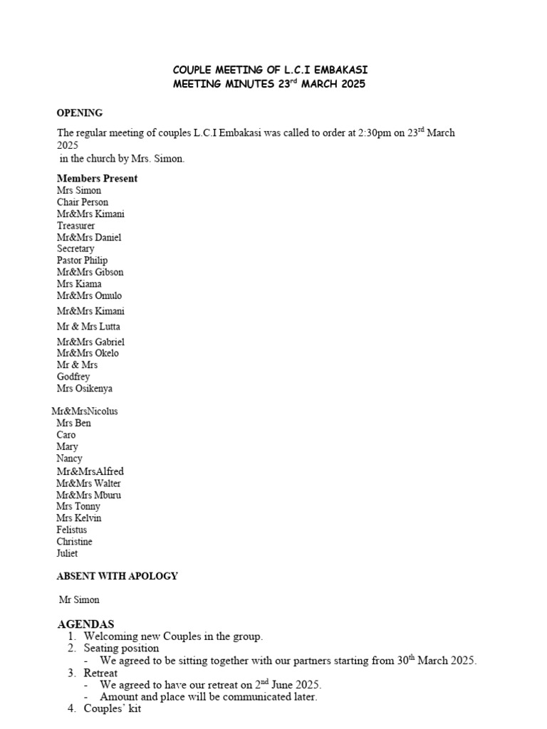 COUPLE MEETING OF Lci | PDF