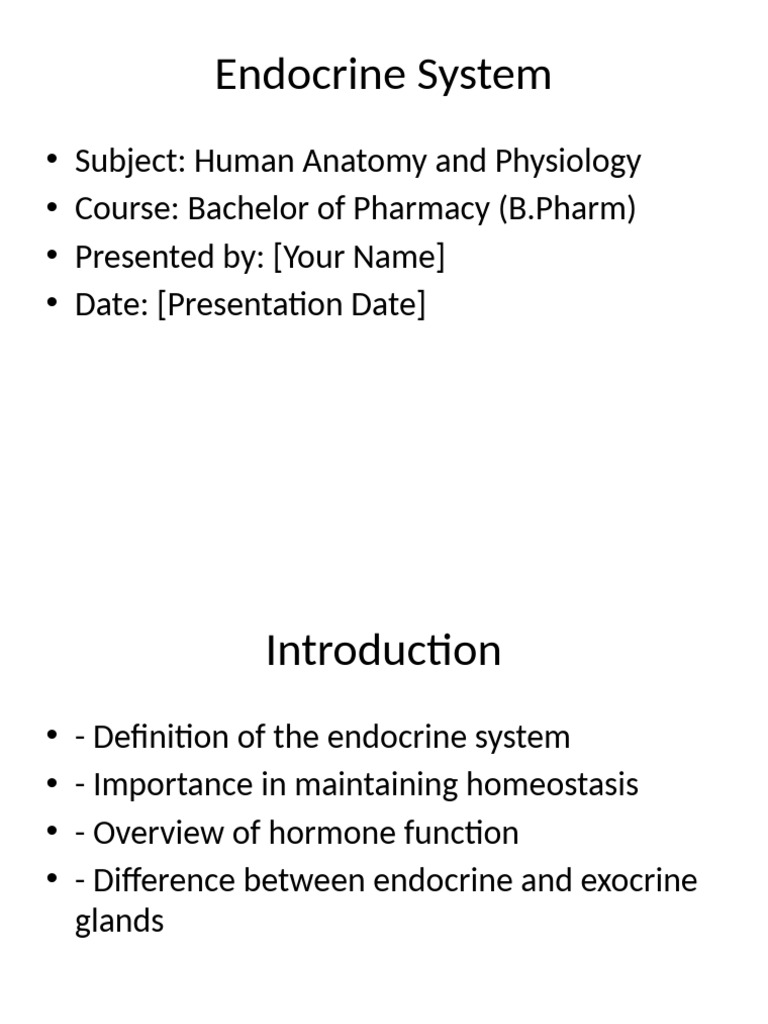 Endocrine System Presentation BPharm | PDF