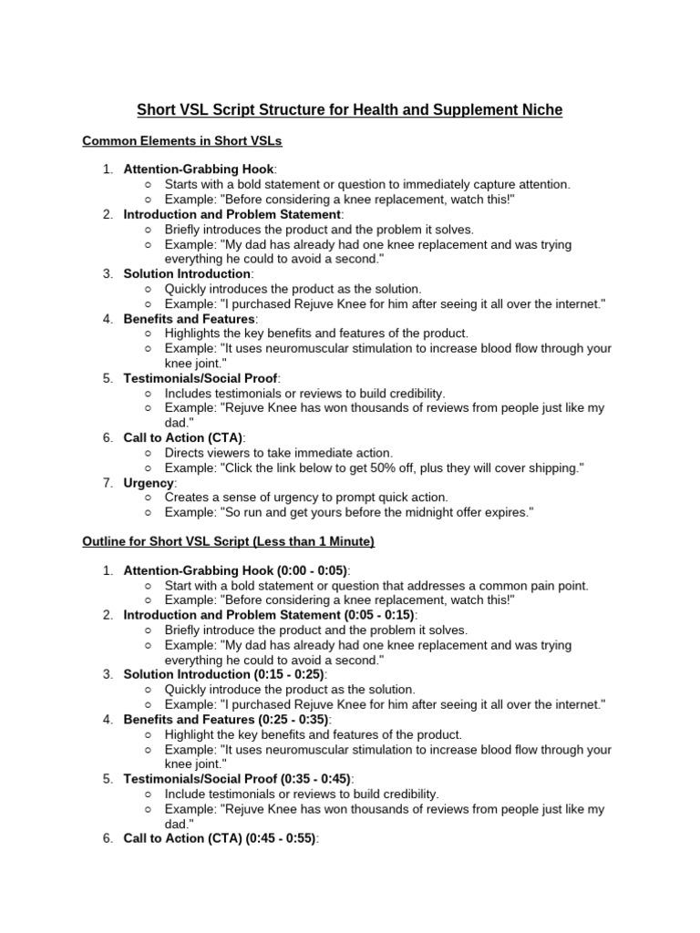 Short VSL Script Structure | PDF | Marketing | Promotion And Marketing Communications