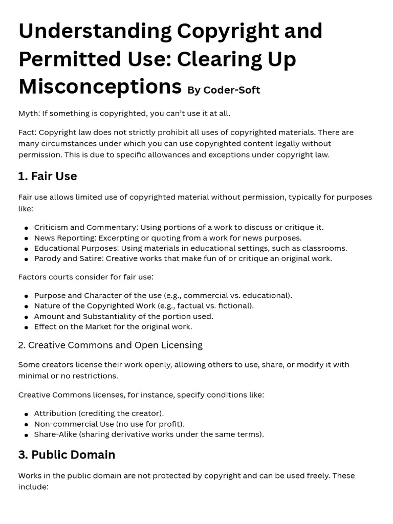 Understanding Copyright and Permitted Use Clearing Up Misconceptions ...