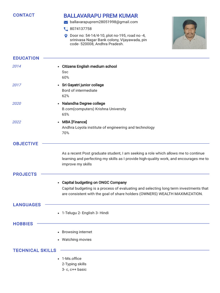 CV - Prem Kumar | PDF